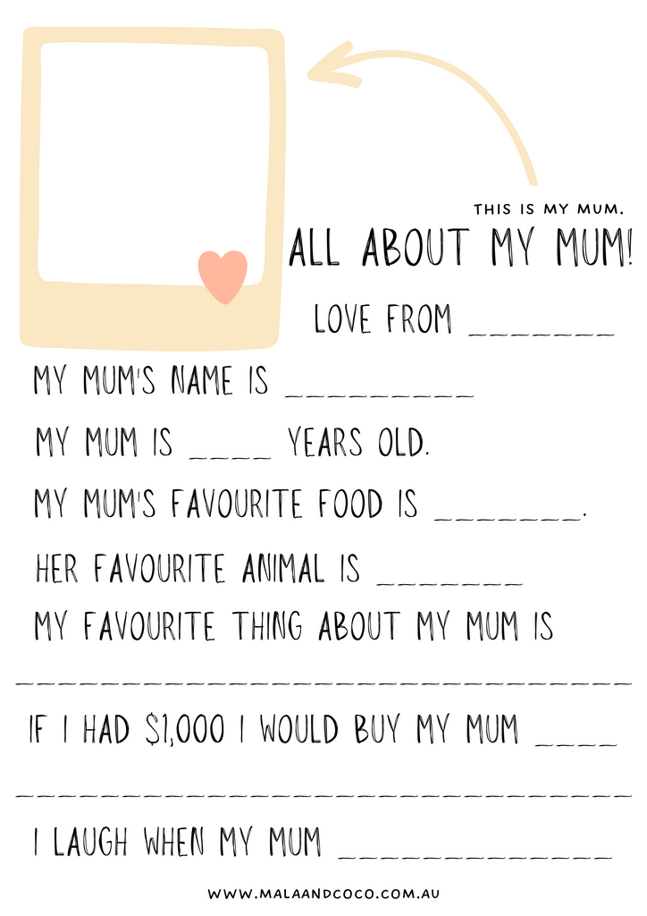 ALL ABOUT MY MUM - FREE PRINTABLE – Mala and Coco